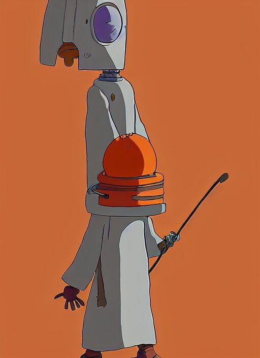 Lexica - A study of cell shaded cartoon of an orange robot monk from ...