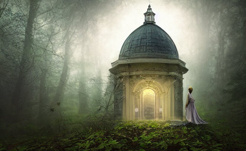 Lexica - A Neoclassical tower with dome on a magical gloomy mystical ...