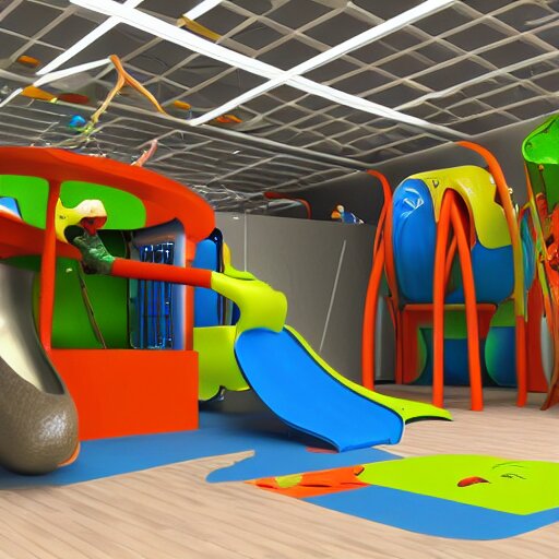 Lexica - An indoor play area with a slide and climbing wall, concept ...