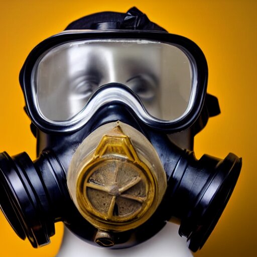 Lexica - Close up front facing gas mask, striking photograph
