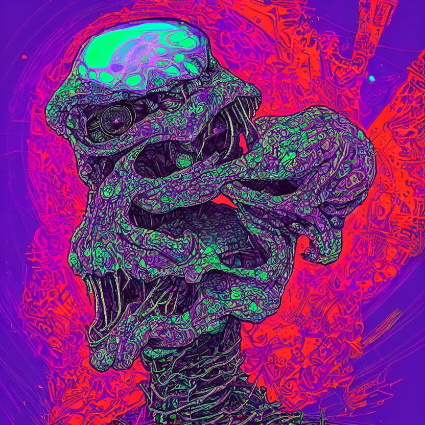 Lexica - A psychedelic glitchcore portrait of omin dran skeletal mind ...