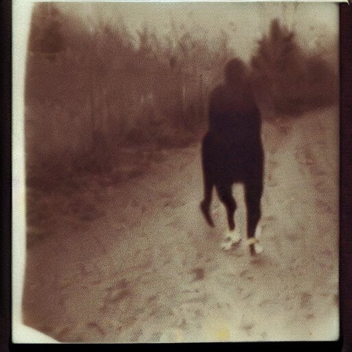 Lexica - Creepy grainy polaroid photograph of four legged cryptid with ...