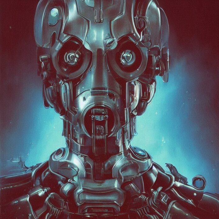 Lexica - Portrait of a cyan ultron from age of ultron, clockwork ...