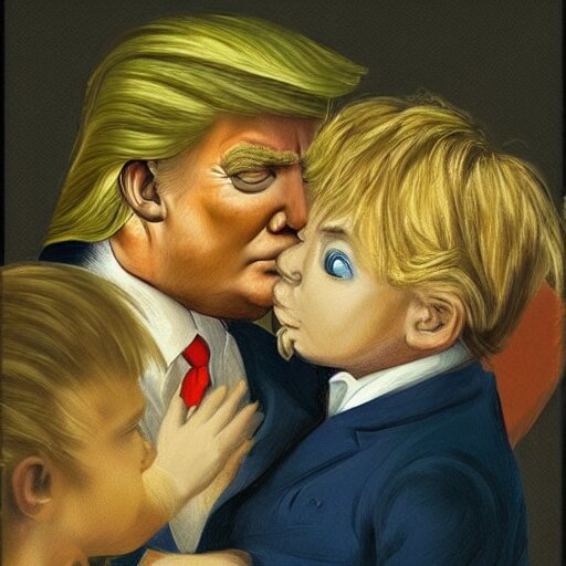 Lexica - A painting of a gigantic Donald Trump eating a boy like Saturn ...