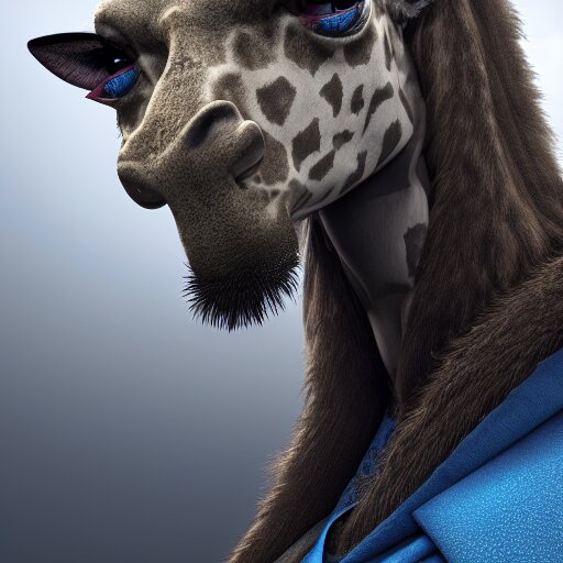 Lexica - A highly detailed portrait of a humanoid giraffe in a blue ...