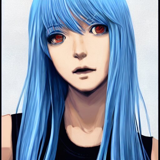 Lexica - Full face shot of rimuru tempest, sky blue straight hair, long ...