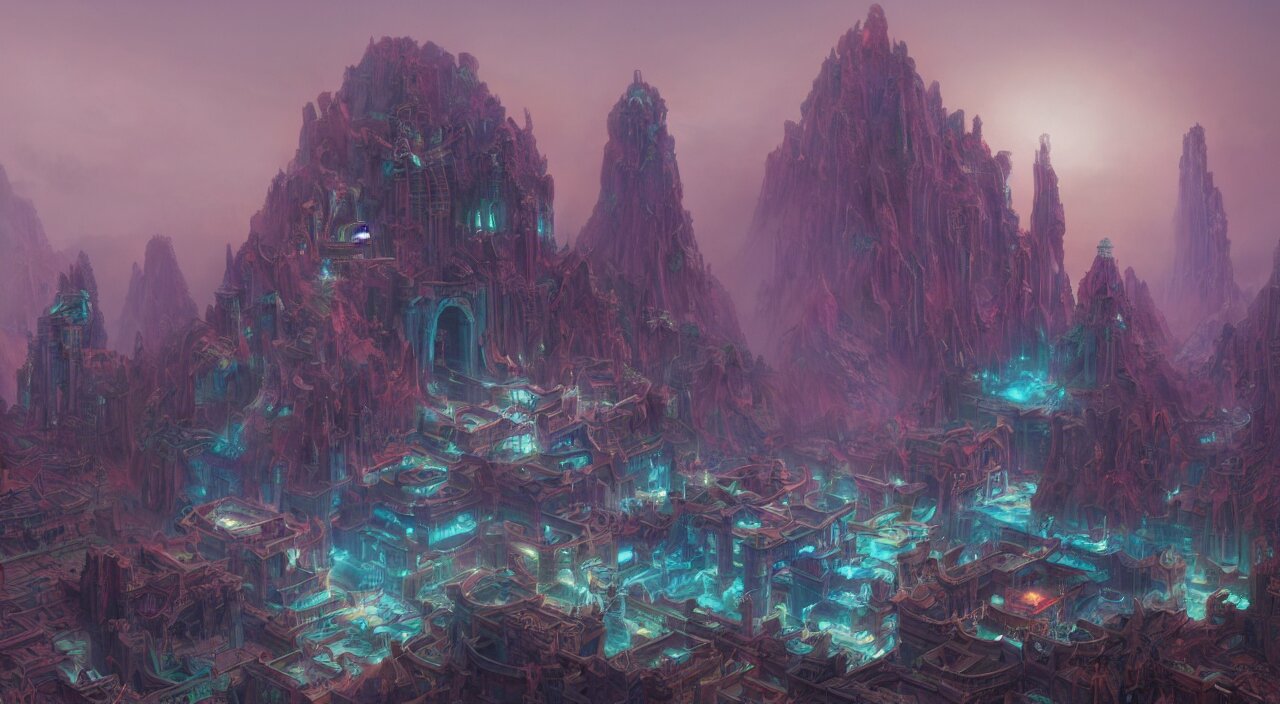 Lexica - a matte painting of a Modern Atlantis temple of dynasty wang ...