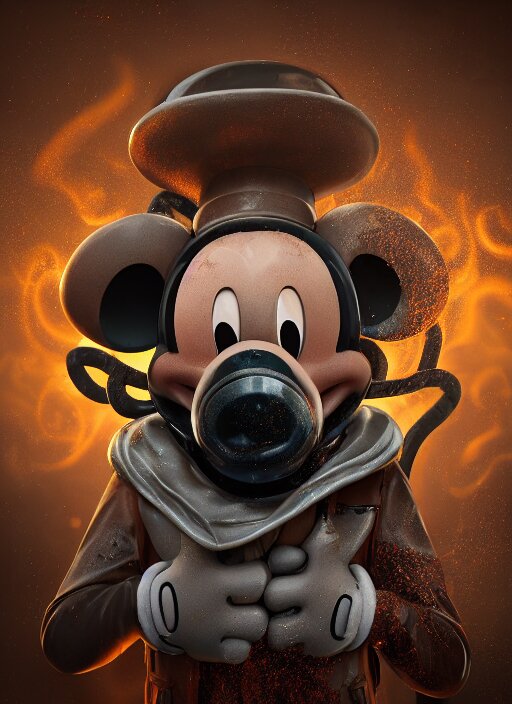 Lexica - Mickey mouse, gas mask, fractal, leathery, wet, broken ...
