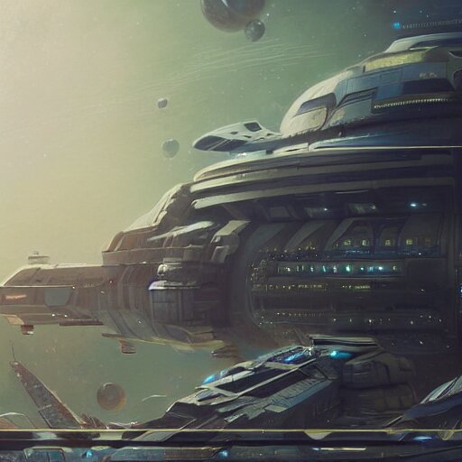 Lexica - Space station of intergalactic trade guild, by Greg Rutkowski and Maciej Kuciara ...