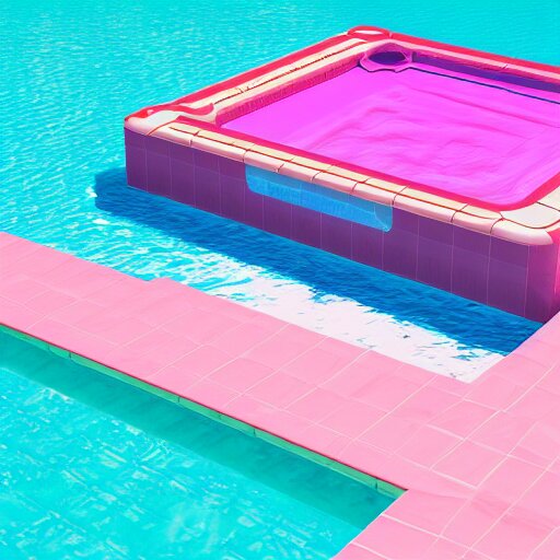 Lexica - Vaporwave swimming pool with nobody, pinkish color