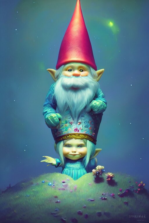 Lexica - A surreal Bioluminescent, very very very cute Queen Gnome in a ...
