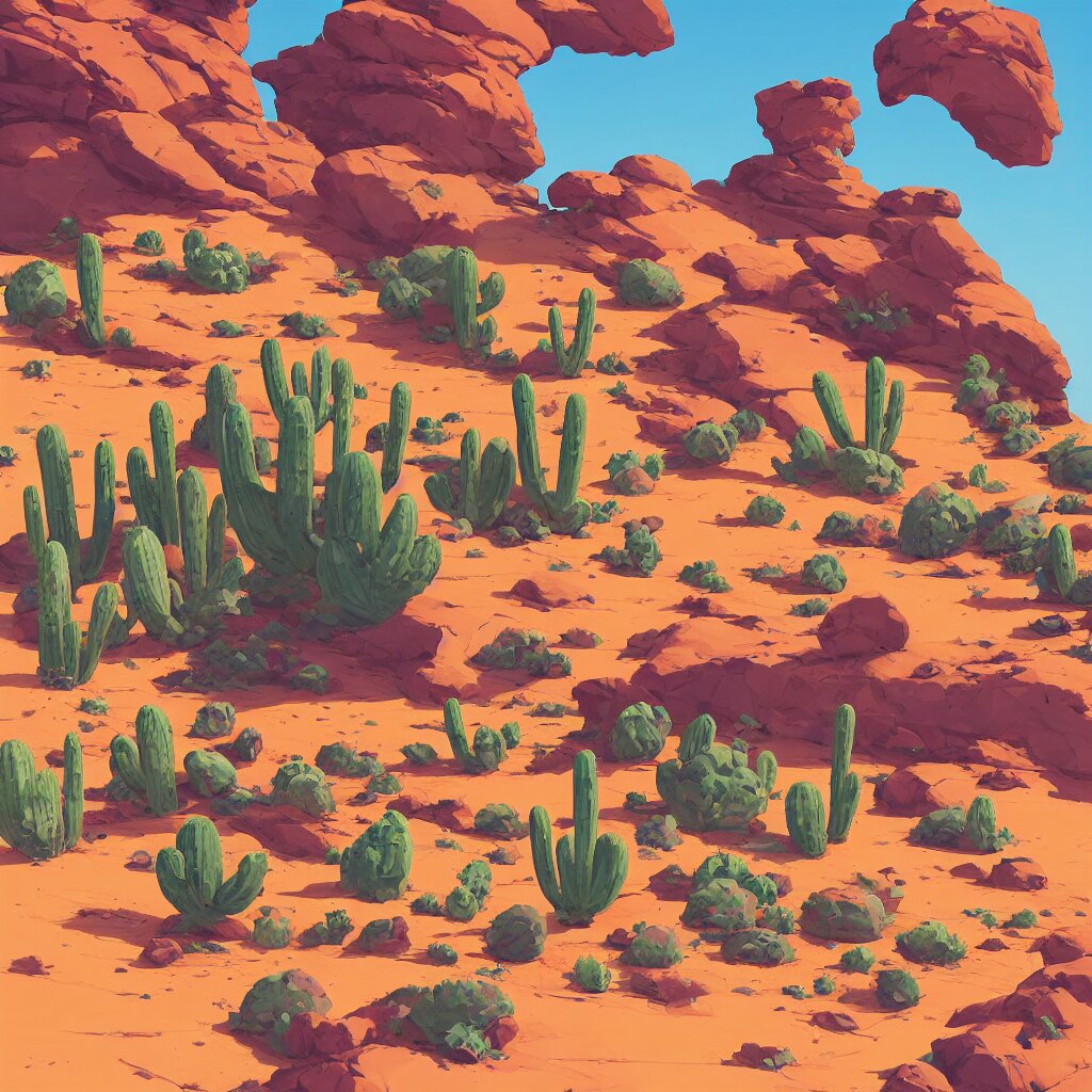 Lexica - Desert background stylized, rocks, cactus, cliff, art gta 5 ...