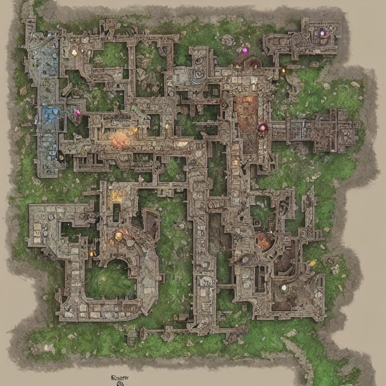 Lexica - Full - color fantasy floor plan map of a dungeon, d & d ...