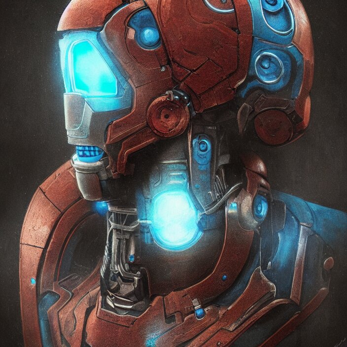 Lexica - Portrait of a cyan ultron from age of ultron, clockwork ...