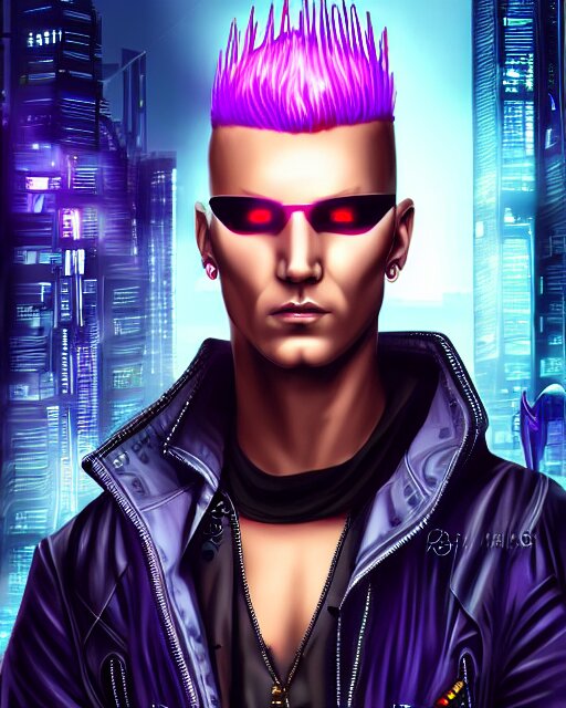 Lexica - Cyberpunk man with mohawk portrait, detailed face and eyes ...