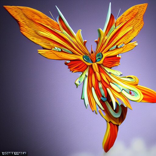 Lexica - A phoenix butterfly with six wings ， trending on art station ...