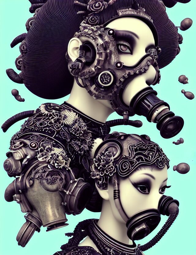 Lexica - 3 d goddess close - up profile punk portrait with vintage gas ...