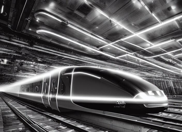 Lexica - A 3 5 mm photo of a futuristic high speed rail train with led ...