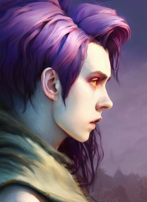 Lexica - Side portrait rugged girl, adventurer outfit large cloak ...