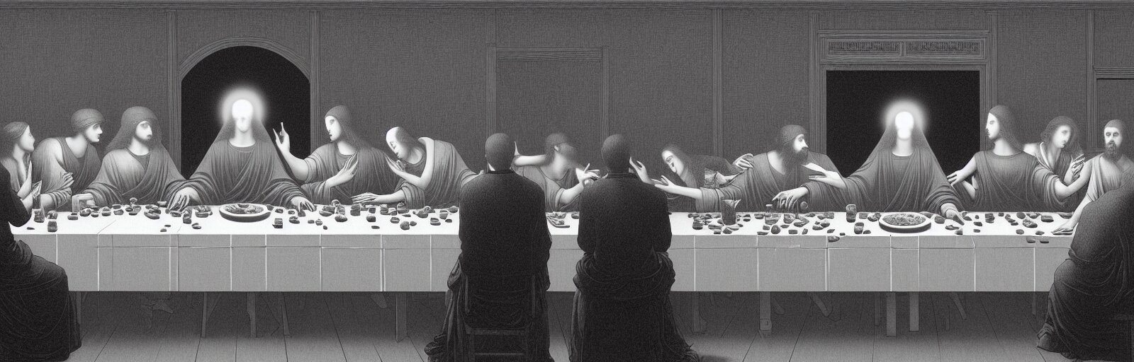 Lexica - Colorful!!! the last supper by rene magritte, cyberpunk ...