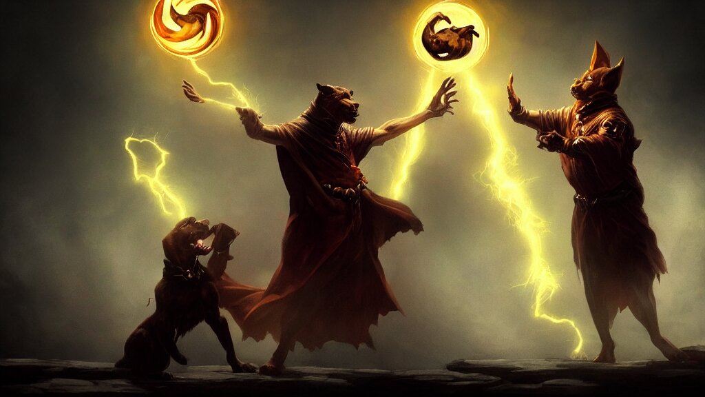 Lexica - Magic dog sorcerer casting a powerful arcane magic spell ...