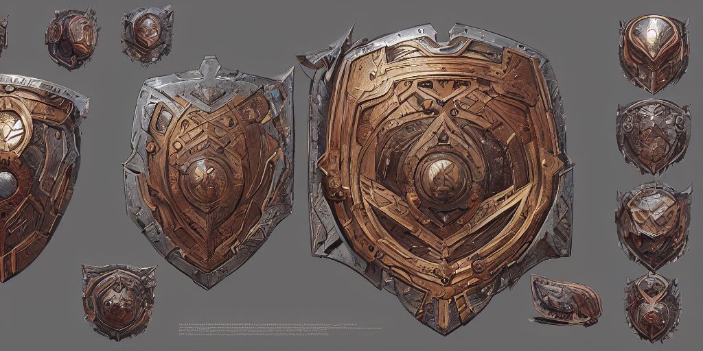 Lexica - Iron and wood shield design, design sheet, Moebius, Greg ...