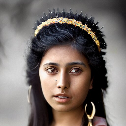 Lexica - Vintage portrait of a stunningly beautiful nepali female, dark ...