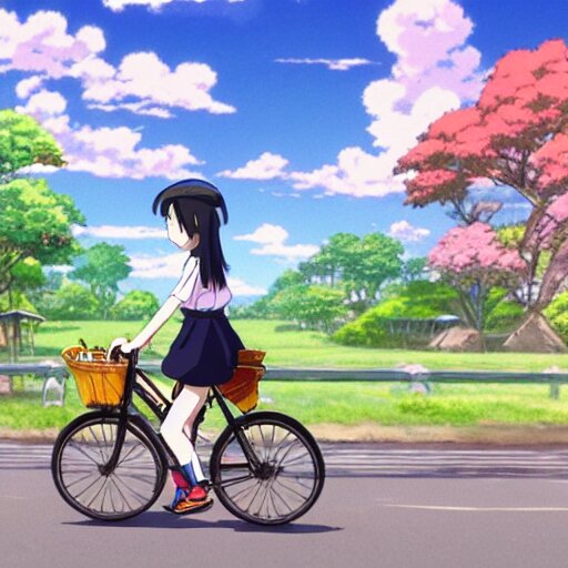 Lexica Anime Girl Riding Bicycle In Highly Detailed Japanese Suburb