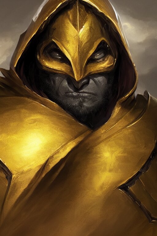 Lexica - Orc in golden armour and black cape with hood, d & d, fantasy ...