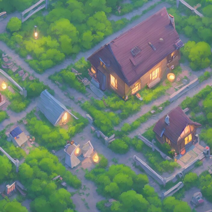 Lexica - 2 d top down view of a lovely cottage, seperated game asset ...