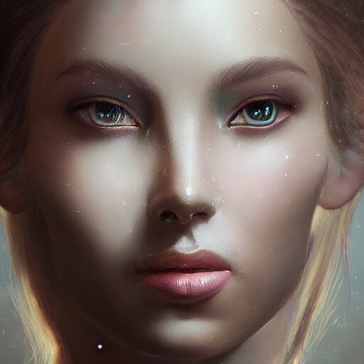 a beautiful portrait of a diamond goddess with glittering skin ...