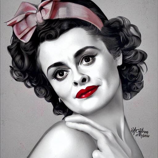 Lexica - Pin-up Helena Bonham Carter, 50’s style, illustration, highly ...