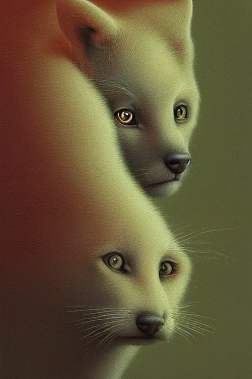 Lexica - Painting of hybrid between baby cat & baby wolf, intercrossed ...