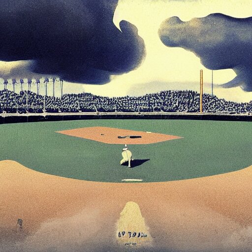 Lexica - Baseball tidal wave over 1940s baseball park, concept art, by ...