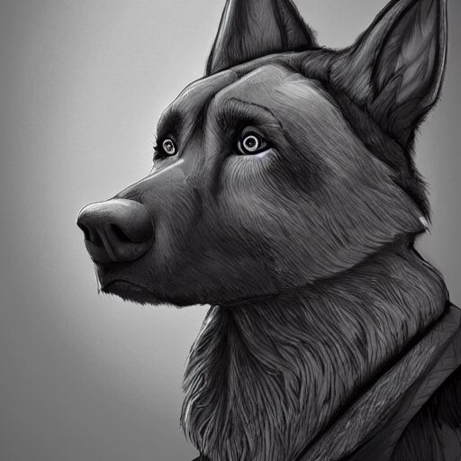 Lexica - A humanoid german shepherd beast - man, wearing suit, highly ...