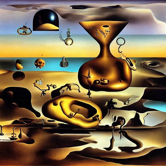 Lexica - Random objects in a surreal environment by salvador dali