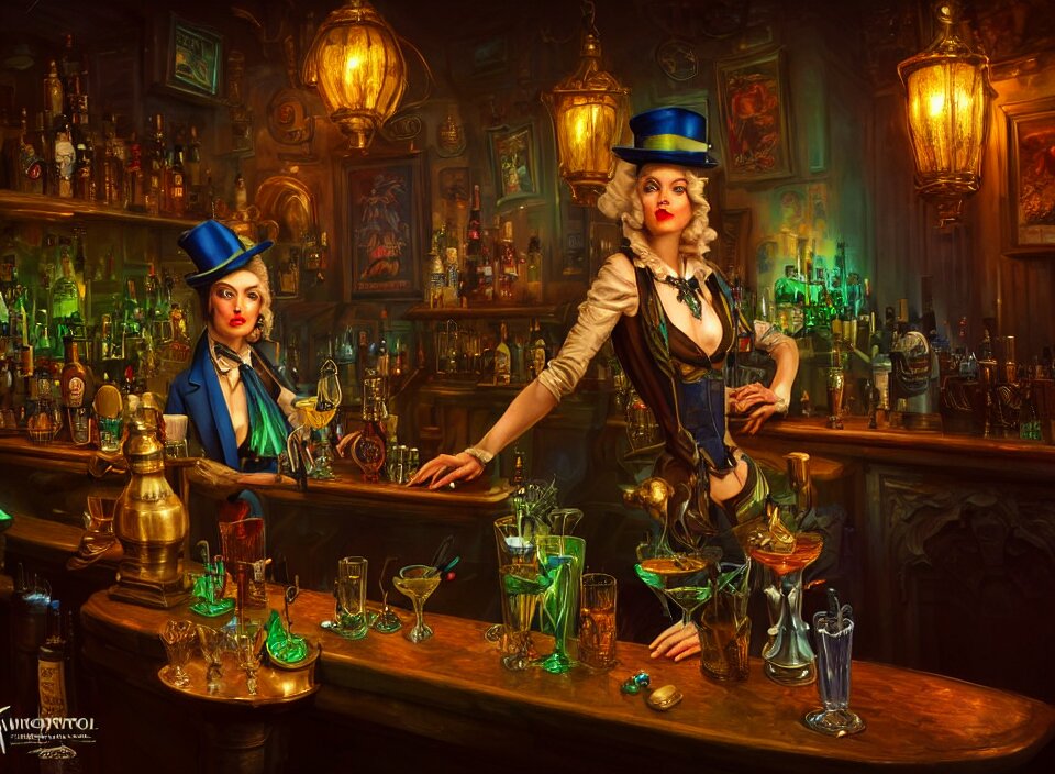 Lexica - Parrot anthro as dapper bartender, dimly-lit cozy tavern ...