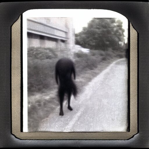 Lexica - Creepy grainy polaroid photograph of four legged cryptid with ...