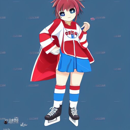 Lexica - Cute anime girl ice hockey player, habs jersey, blue white and ...