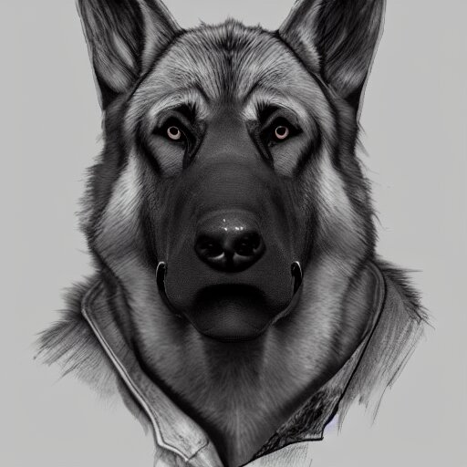 Lexica - A humanoid german shepherd beast - man, wearing suit, highly ...
