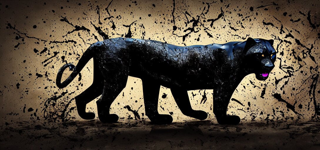 Lexica - A panther, made of tar, in a suburban backyard, sticky, full ...