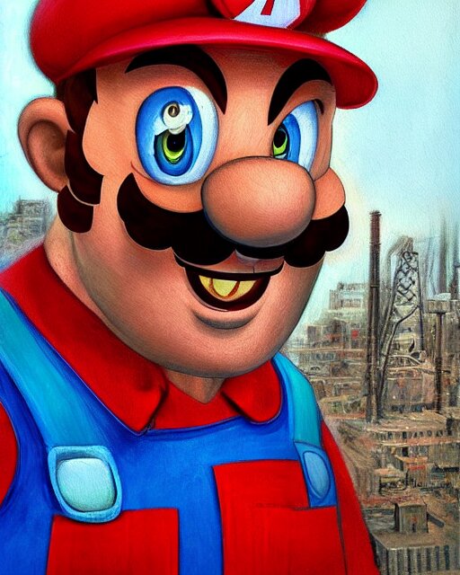 Lexica - Portrait of super mario as a soviet factory worker, red cap ...