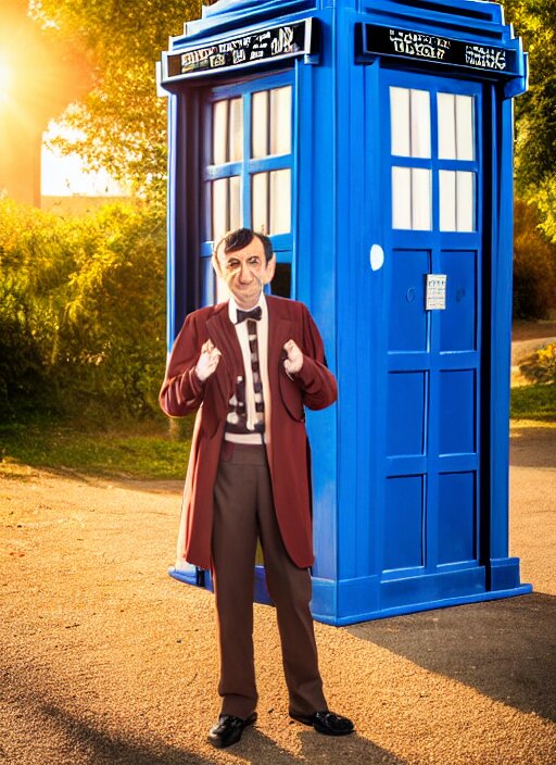 Lexica - Dslr photo portrait still of mr bean as doctor who in front of ...