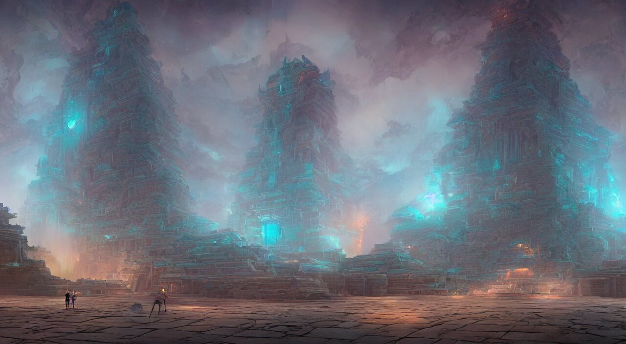 Lexica - a matte painting of a Modern Atlantis temple of dynasty wang ...