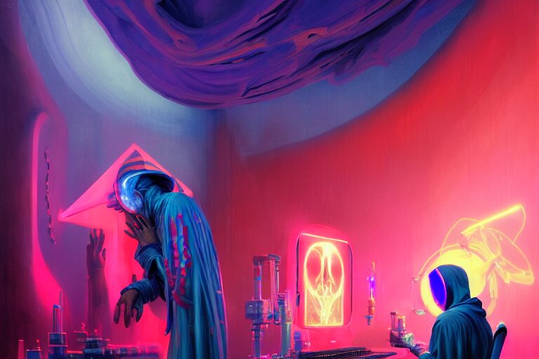 Lexica - A beautiful masterpiece painting of a technomancer wizard in ...