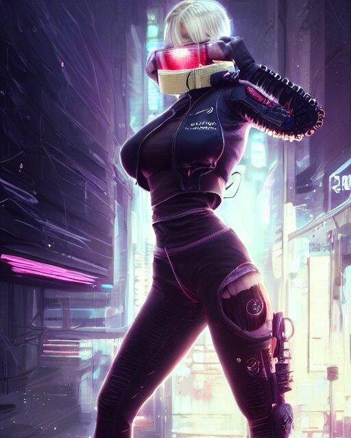 Lexica - Blonde female rouge assassin running, wearing cyberpunk ...