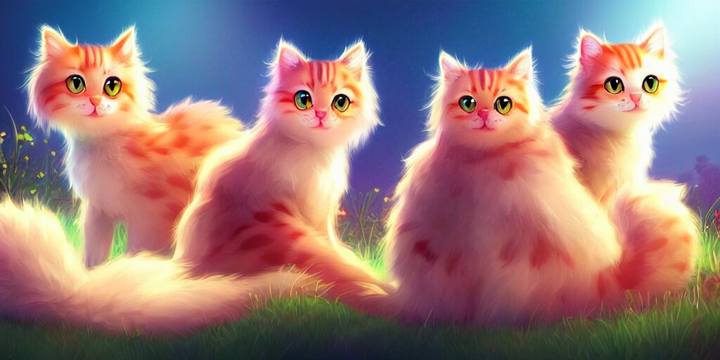Lexica - Very cute illustration of fluffy cats 😻, for a children's book ...