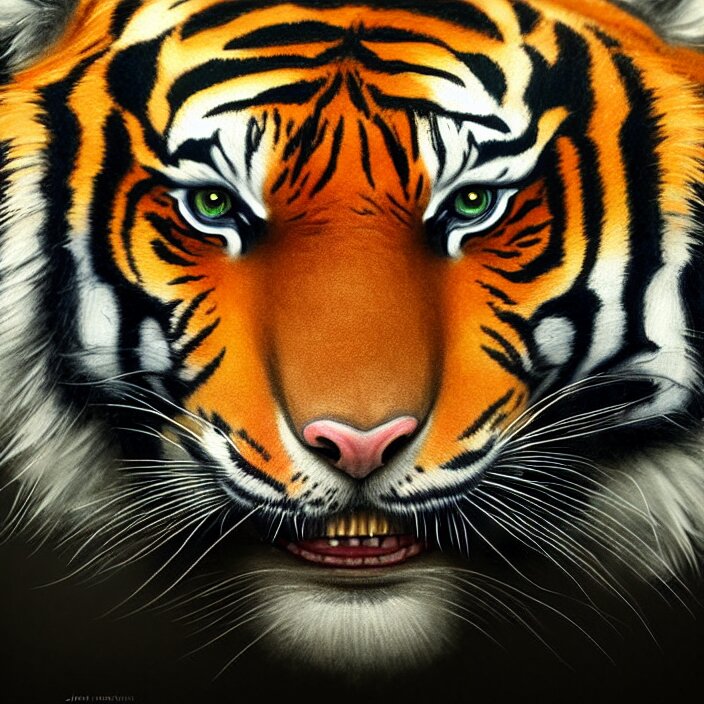 Lexica - Excellent painted portrait of tiger, high quality masterpiece ...