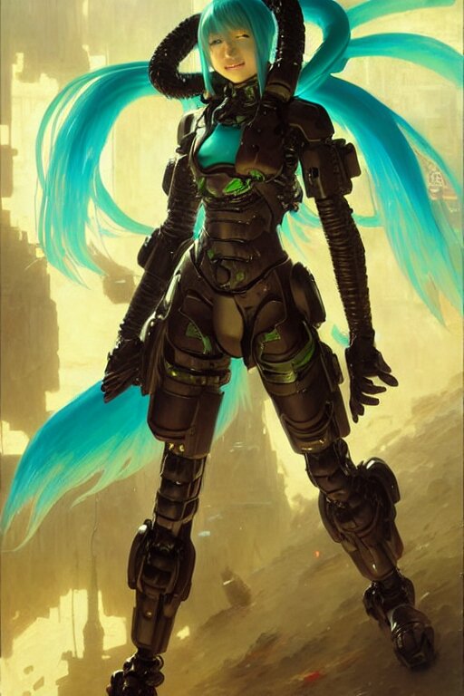 Lexica - Hatsune miku as the doom marine, portrait dnd, painting by ...