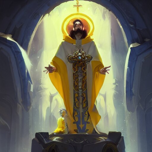 Lexica - A holy priest, yellow theme, bright art masterpiece artstation ...